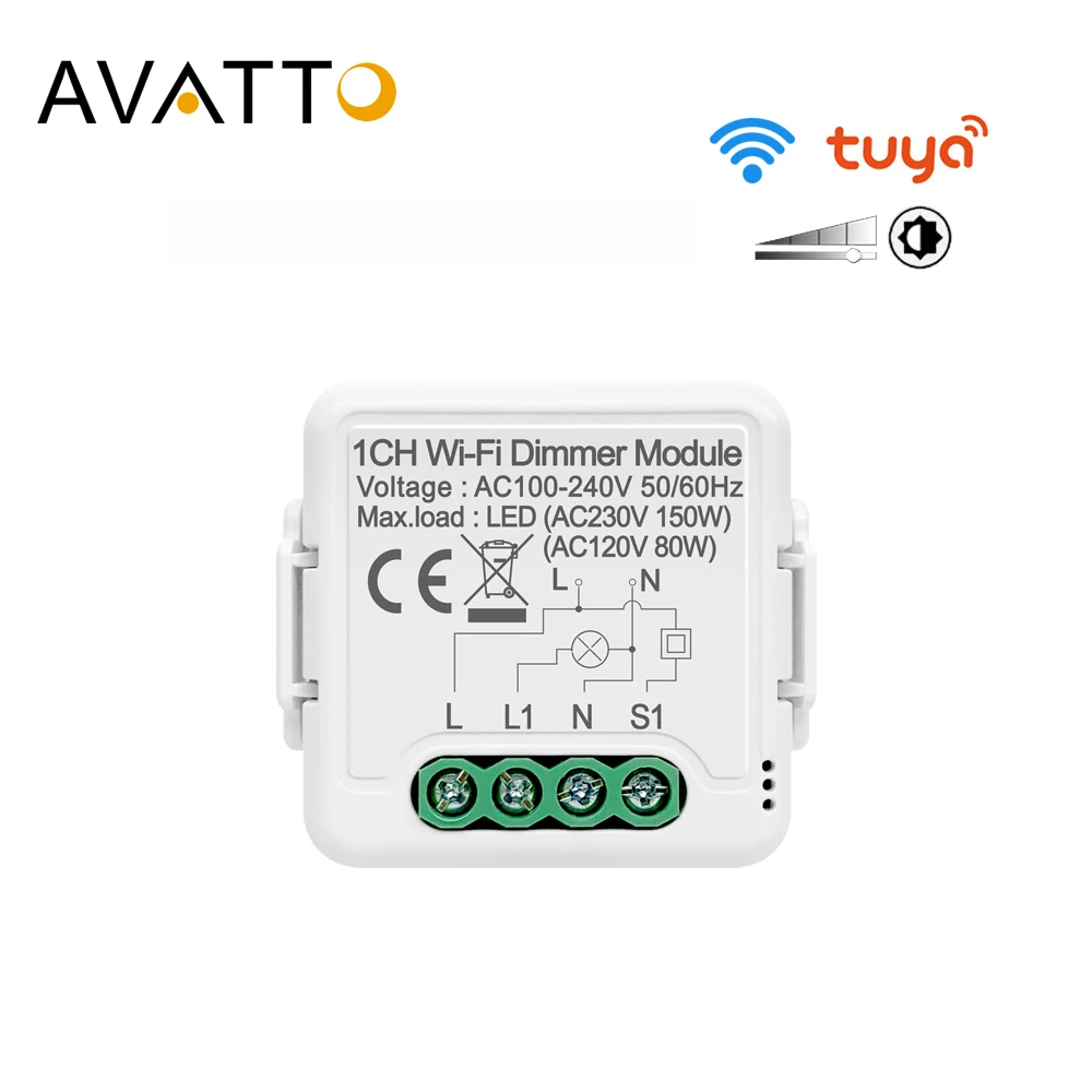 AVATTO 1/2 gang Tuya Led WiFi Dimmer Light Switch Module with 2 Way ...