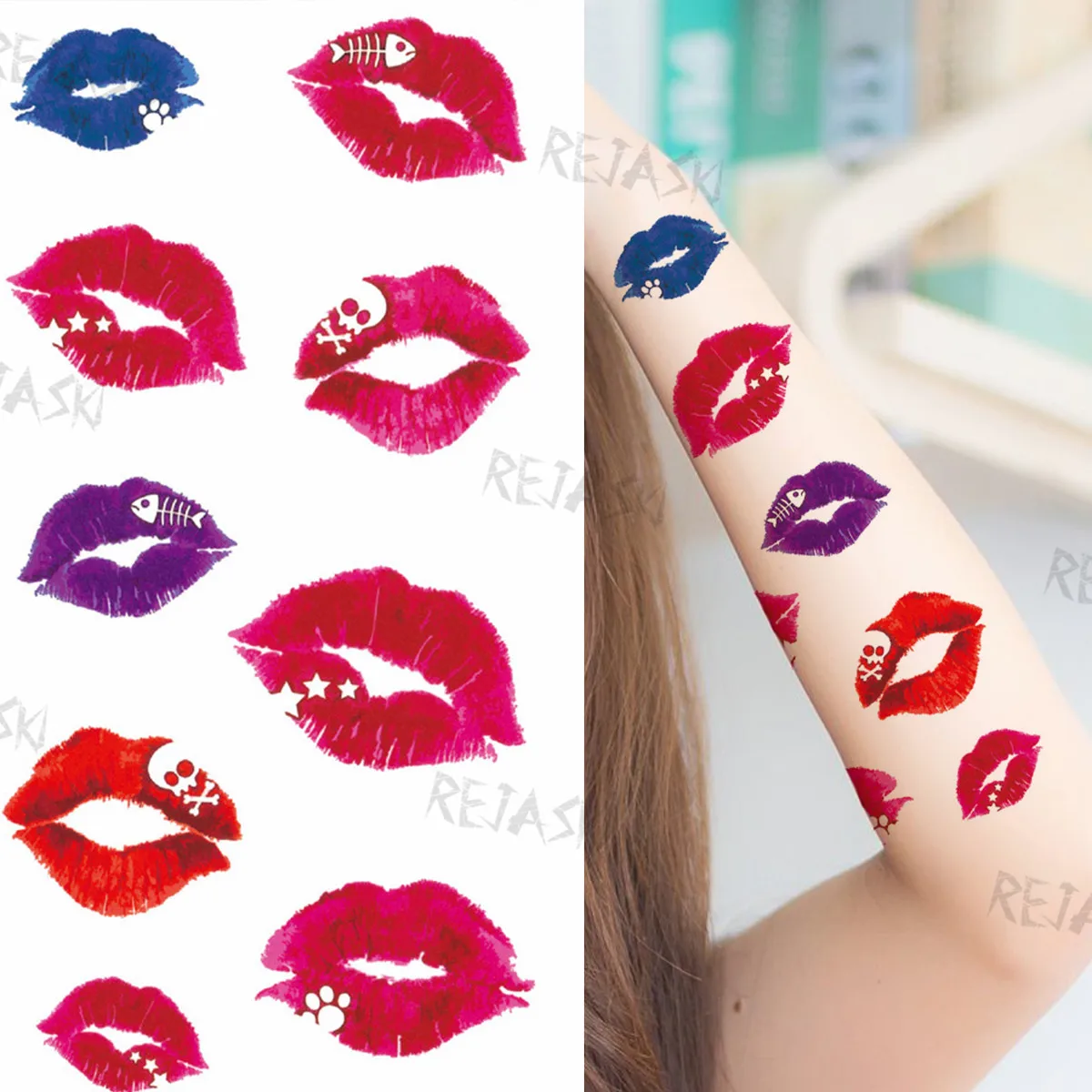 Watercolor Lips Tattoo
