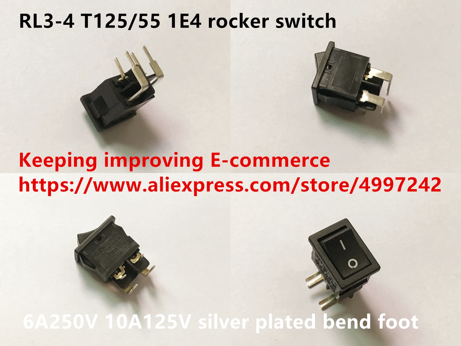 원래 새로운 100% RL3 4 T125/55 1E4 로커 스위치 6A250V 10A125V 실버 도금 벤드 발|스위치 ...