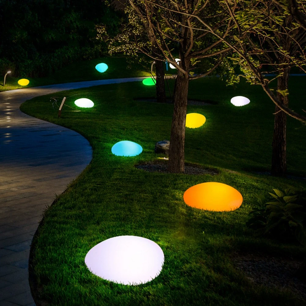 Rechargeable LED illuminated Pebble Stone Light Lamp RGB Landscape ...
