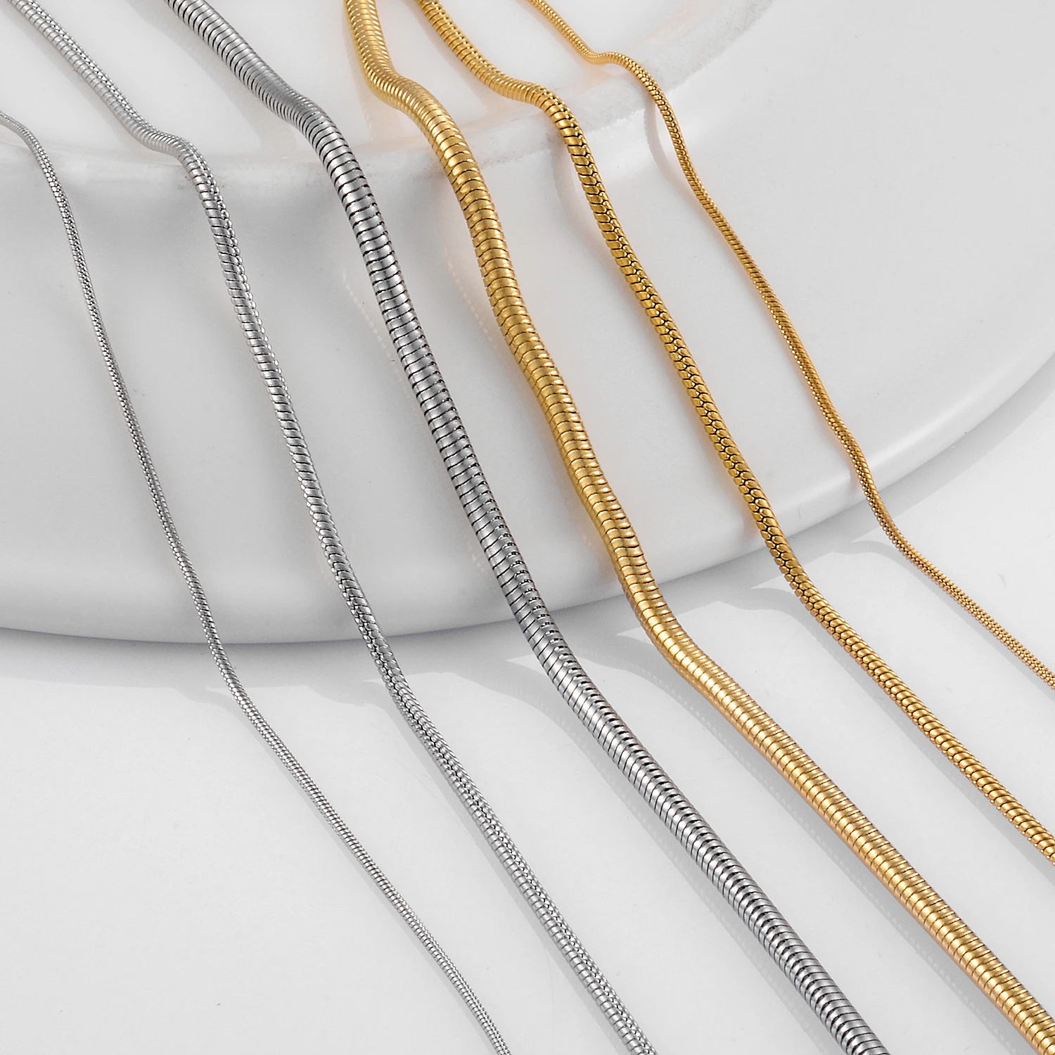 Cadena de serpiente redonda de acero inoxidable para hombre y mujer ...