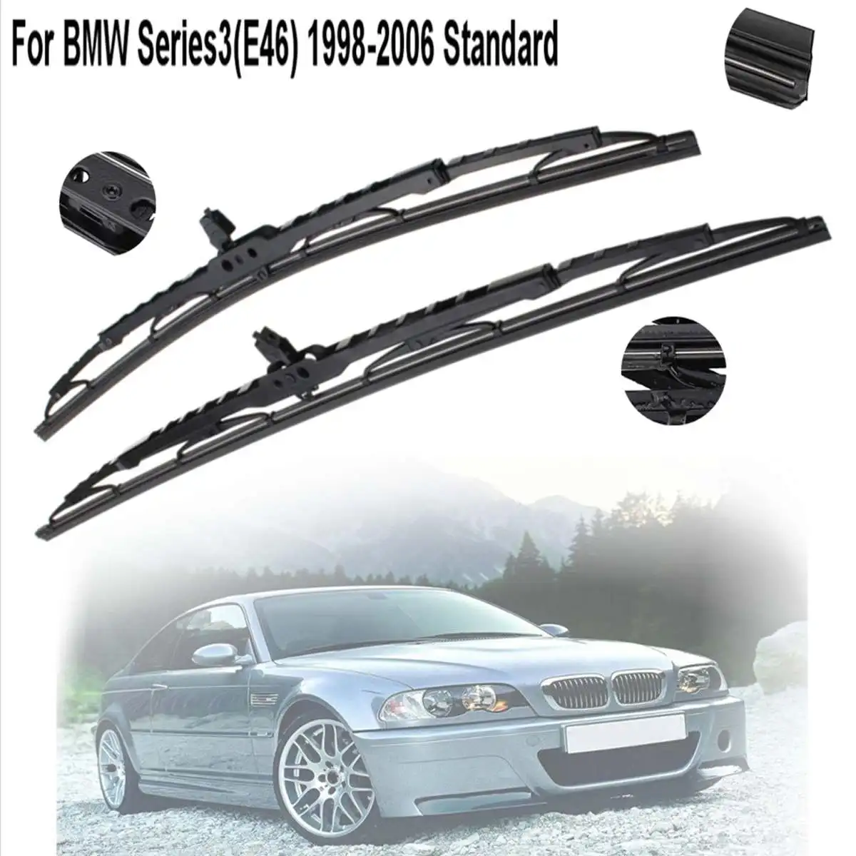23"+20" 1 Pair Car Front Windows Windscreen Wiper Blades Metal Frames ...