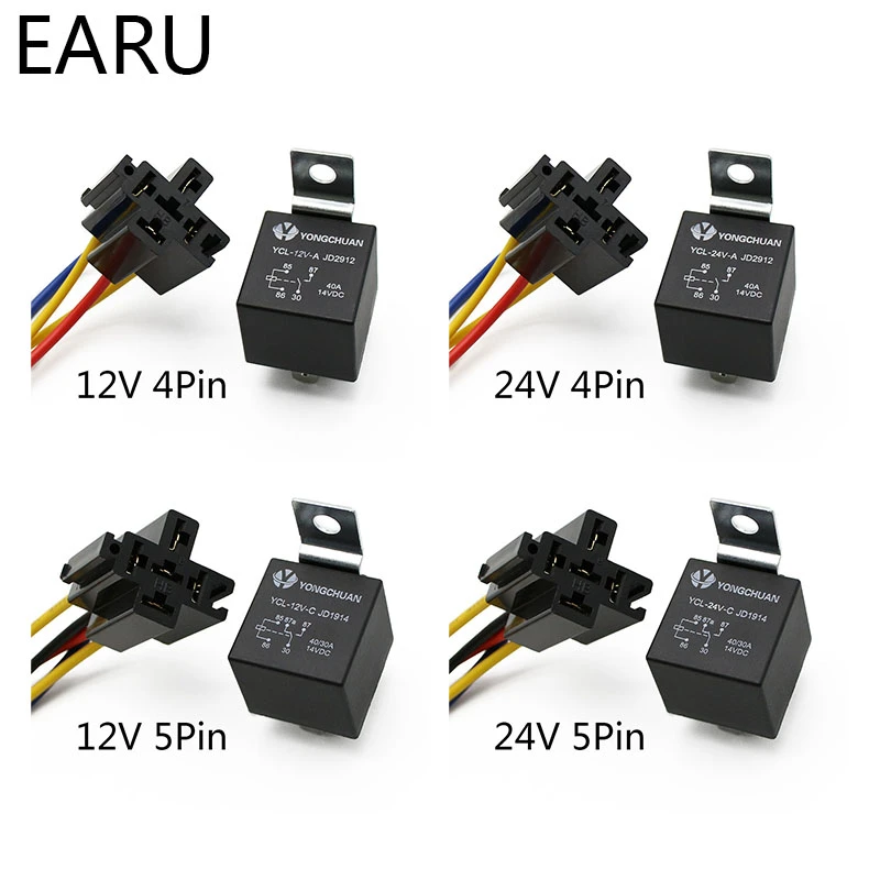 Waterproof Automotive Relay 12v 24v 4pin 5pin 4p 5p 40a Car Relay With ...