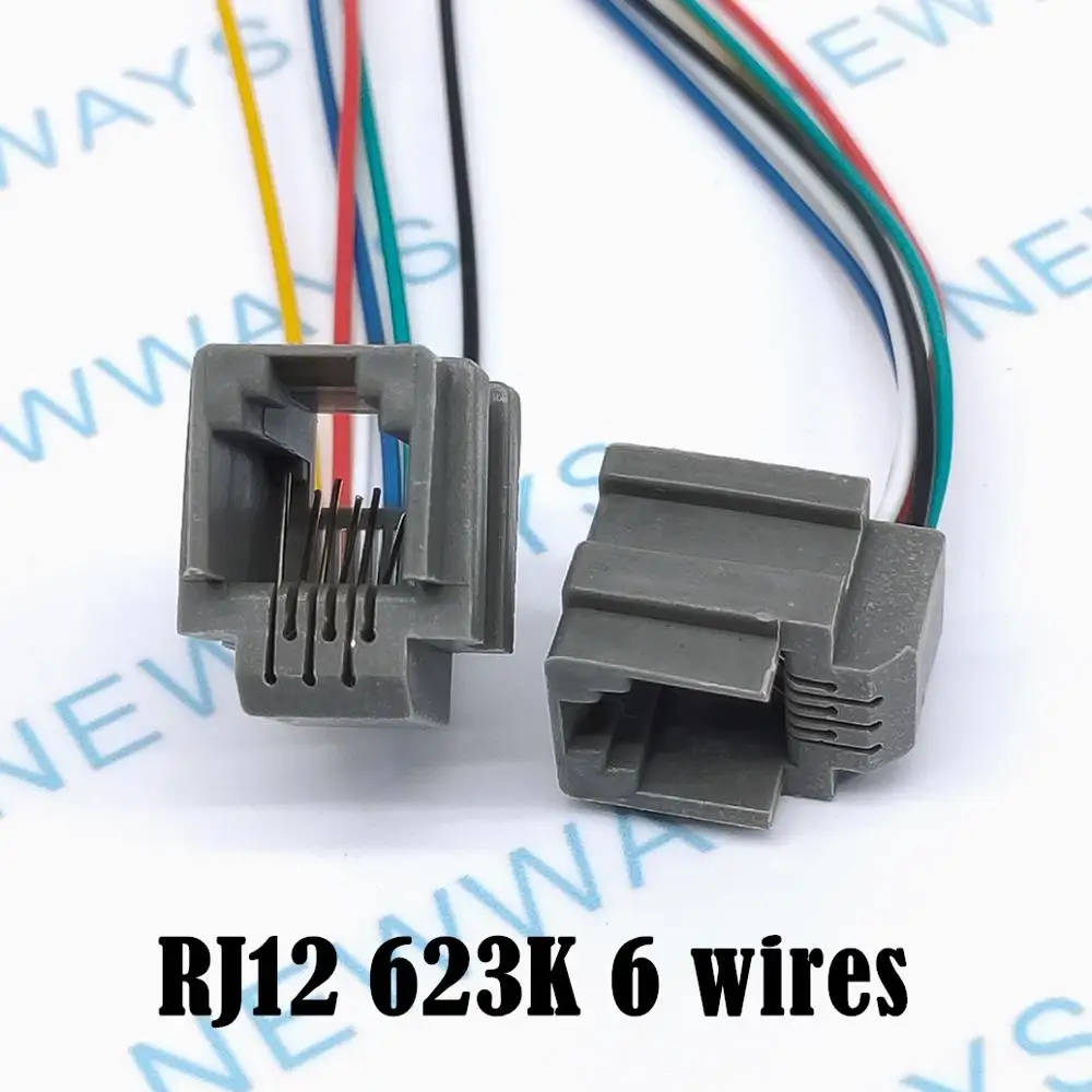 10 개/몫 Rj12 암 커넥터 6Pin 6 와이어 623K 전화 소켓 크리스탈 여성|Connectors| - AliExpress