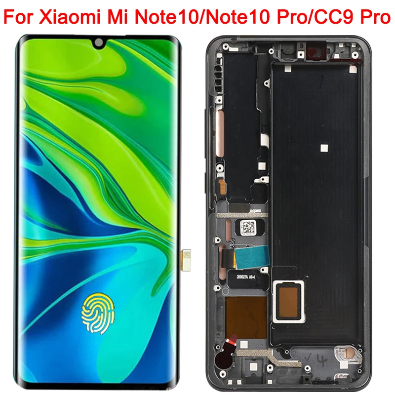 Original Mi CC9 Pro LCD For Xiaomi Mi Note 10 Pro Display Frame 6.47 Inch Mi Note10 Lite ...