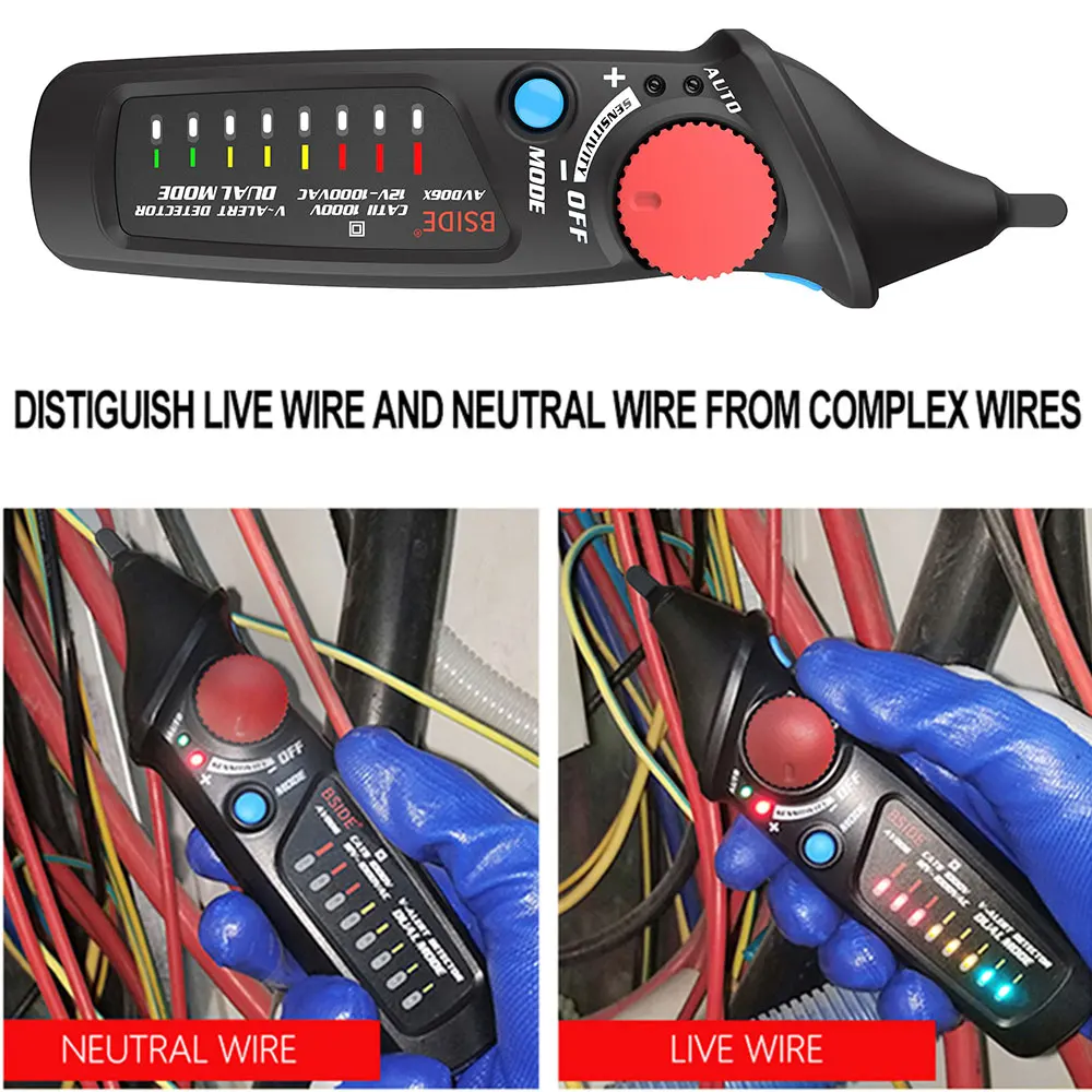 BSIDE AVD06X Non-contact Voltage Detector AC 12-1000V Circuit Tester ...