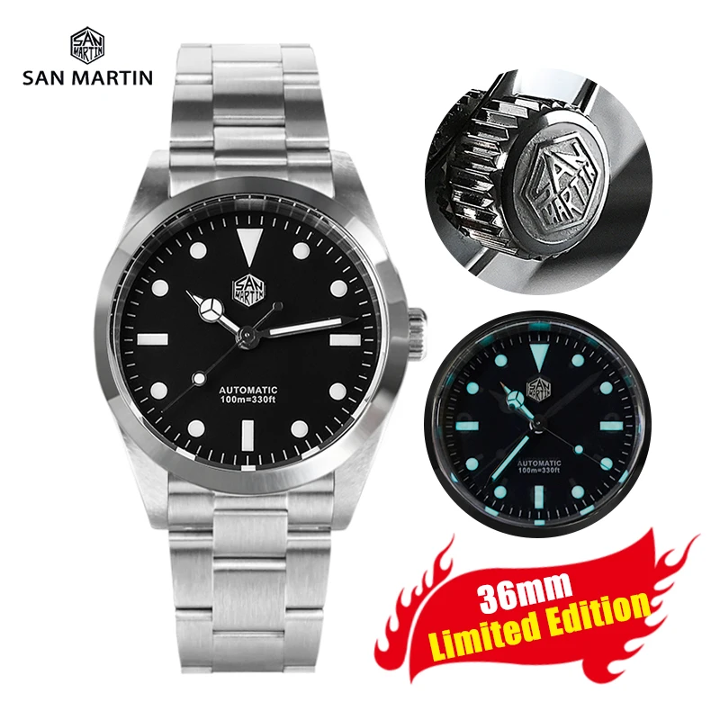 San Martin 36mm Limited Edition Explorer Diver Watch Vintage Men Watch ...