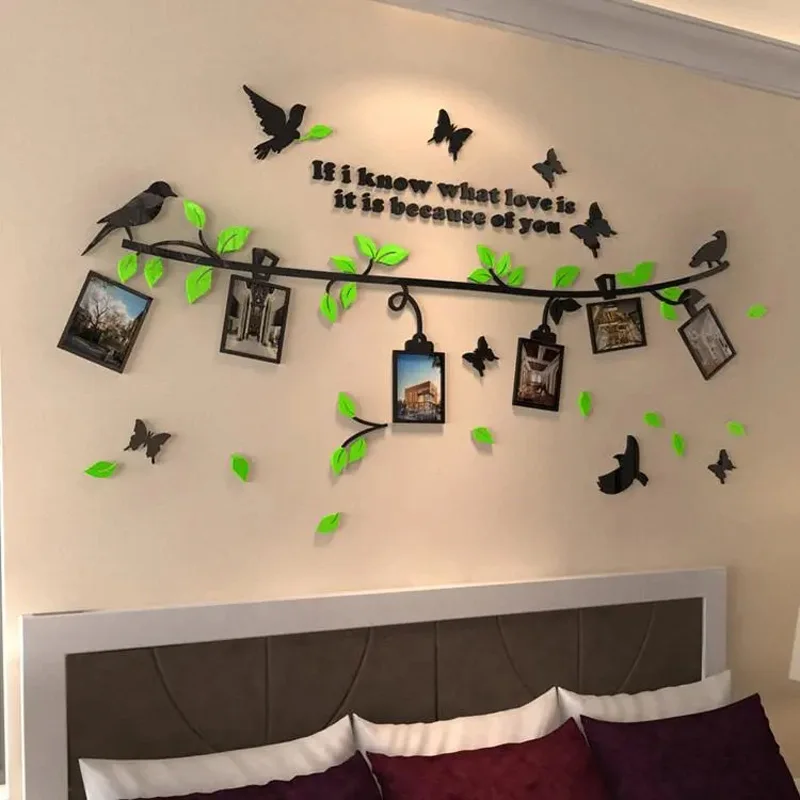 Acrylic Photo Frame Wall Stickers 3D Self-adhesive Wall Sticker Bedroom ...