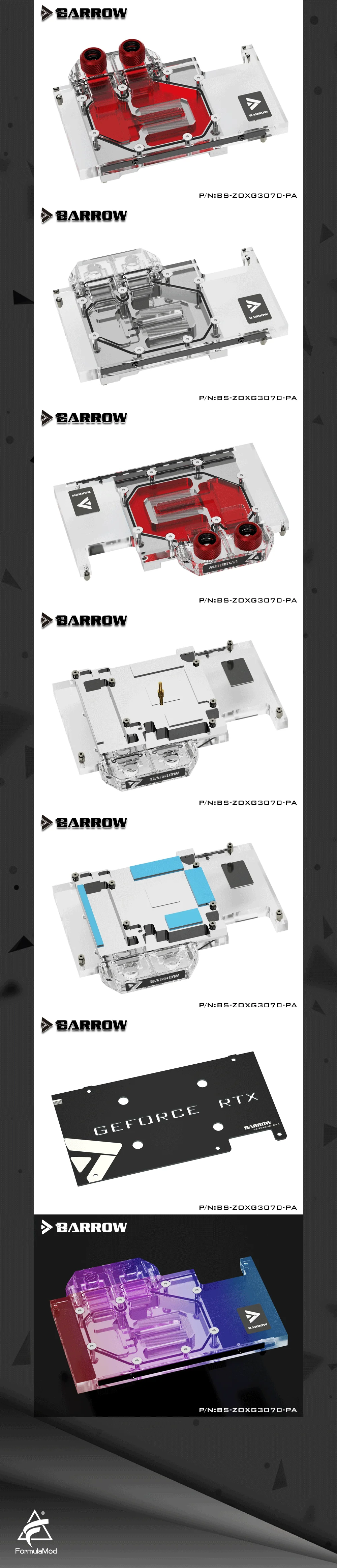 Barrow 3070 GPU Water Block For ZOTAC GAMING RTX 3070 X GAMING OC, Full ...