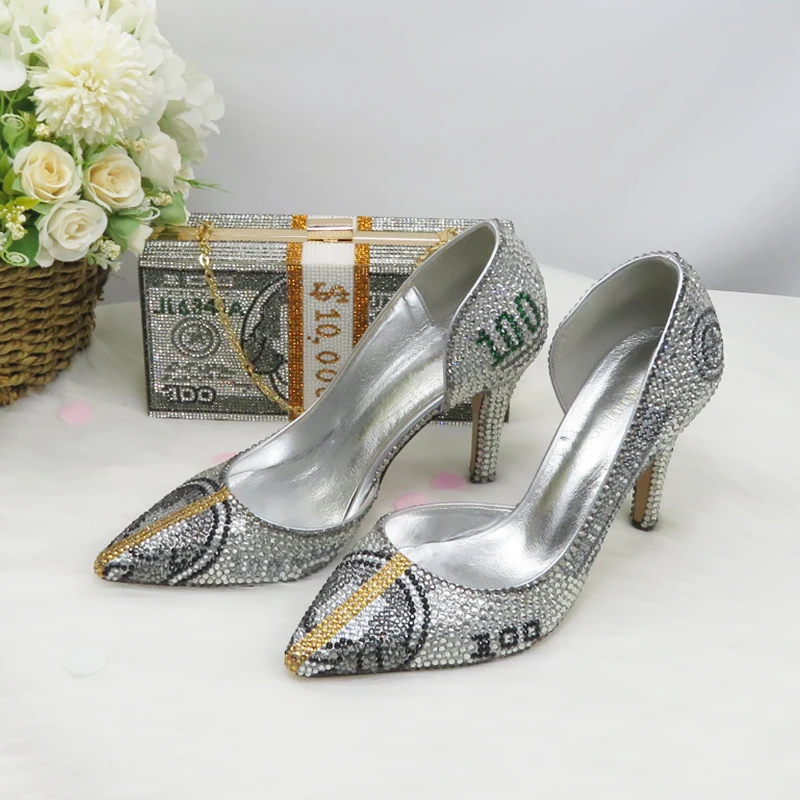Fashion-Pointed-Toe-Dollars-Money-shoe-and-bag-set-woman-fashion-shoes ...