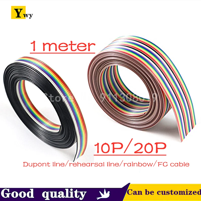 1 metro 10P/20P 1,27 MM/2,54 MM PITCH Color Flat Ribbon Cable Rainbow ...