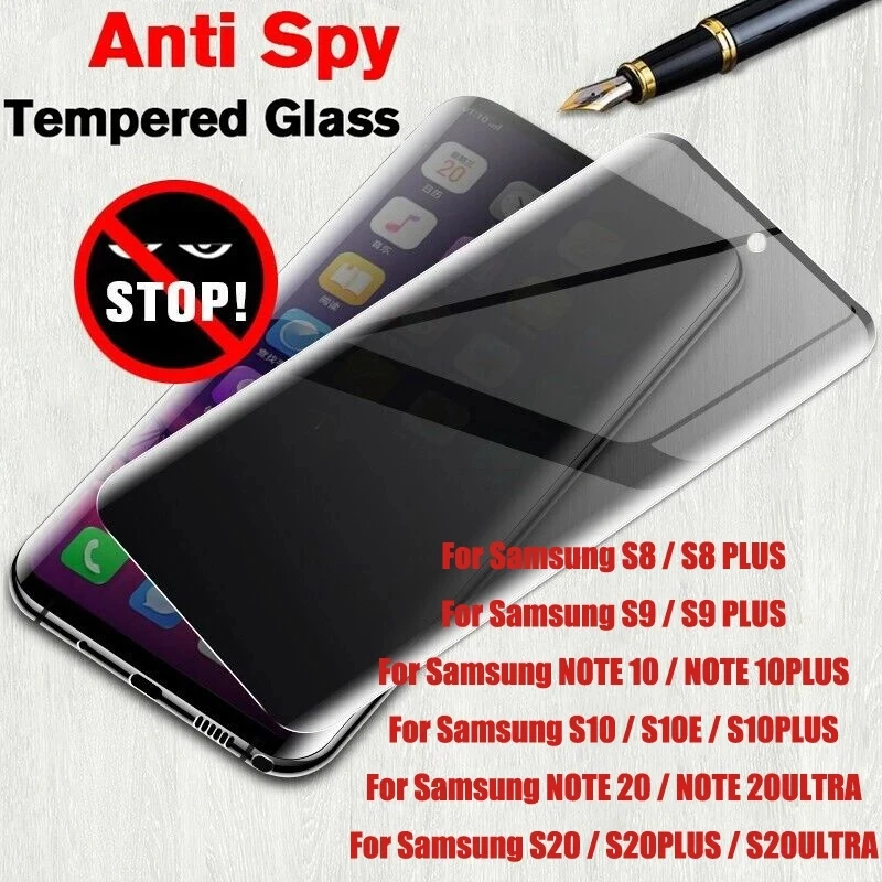 Anti Spy Tempered Glass Full Cover Curved Screen Protector Privacy For ...