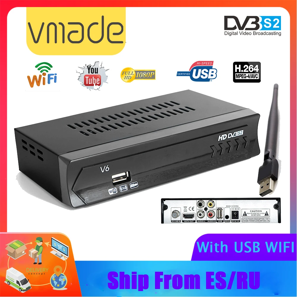 Receptor de TV Digital DVB S2, decodificador con WIFi USB, compatible ...
