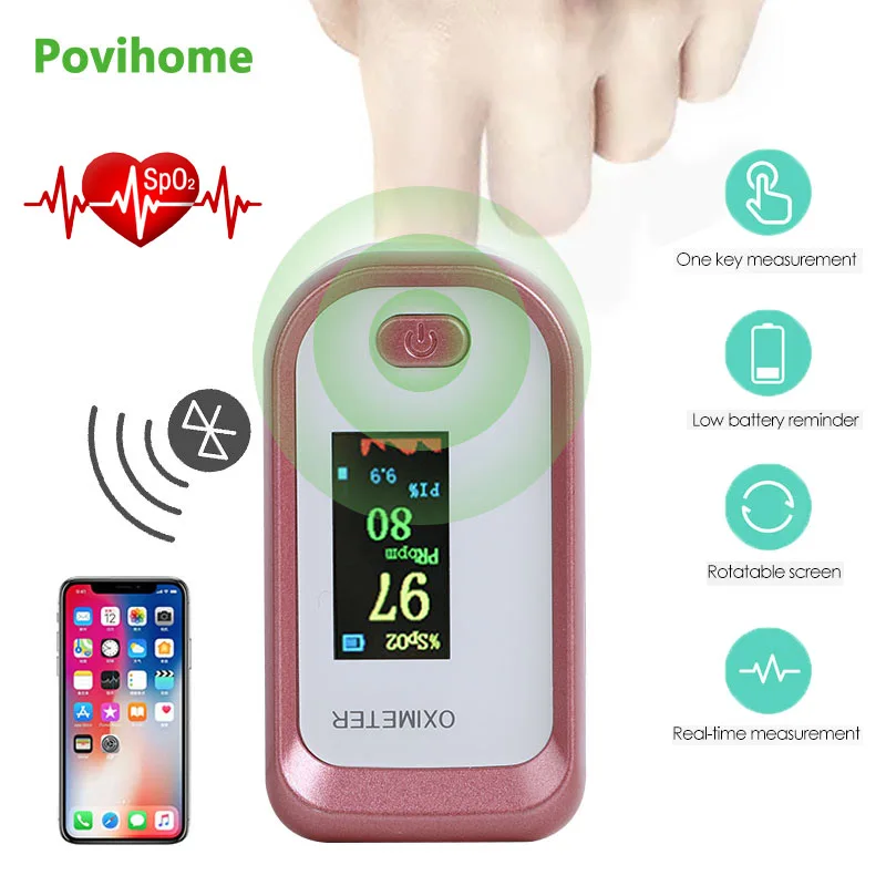 Medical Bluetooth Finger Pulse Oximeter Blood Oxygen Heart Rate ...