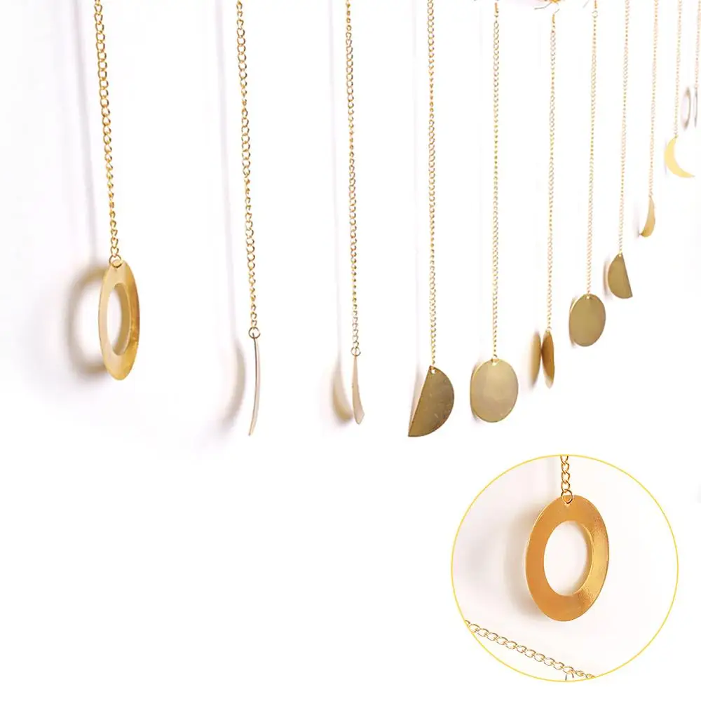Moon Phase Garland with Chains Boho Gold Shining Phase Wall Hanging ...