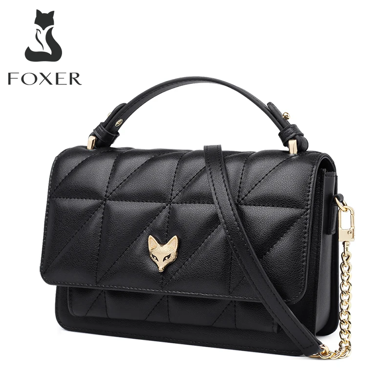 FOXER Original Split Leather Office Women Messenger Bag Stylish Lady ...