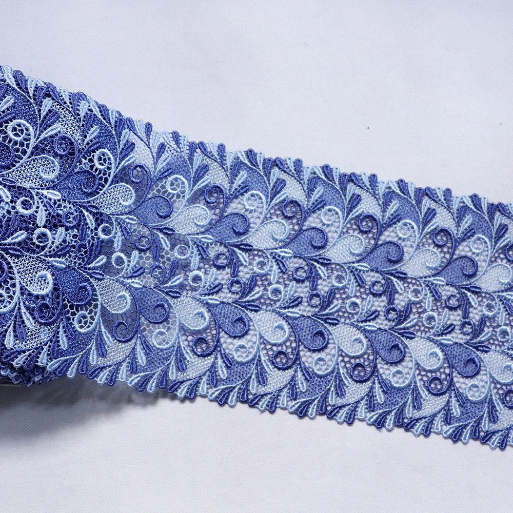 1-Meter-Dark-Blue-Leaves-embroidery-Lace-fabric-lace-ribbon-DIY-sewing ...