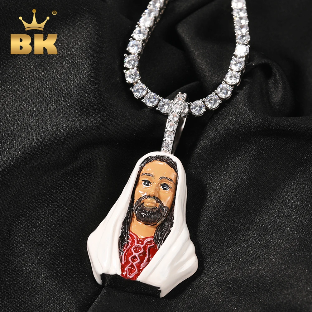 THE-BLING-KING-Enamel-Jesus-Pendant-Charm-Head-Portrait-Enamel-Pendant ...