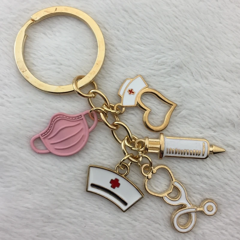 New-doctor-keychain-medical-tool-keyring-injection-syringe-stethoscope ...