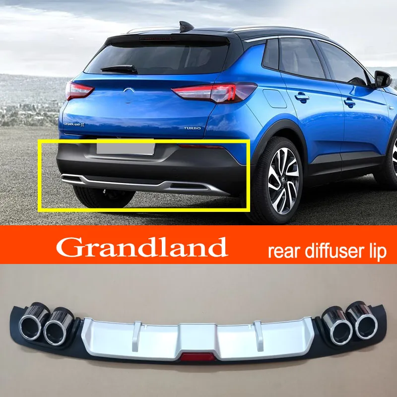 Grandland ABS Plastic Silver / Black Car Rear Bumper Rear Diffuser ...