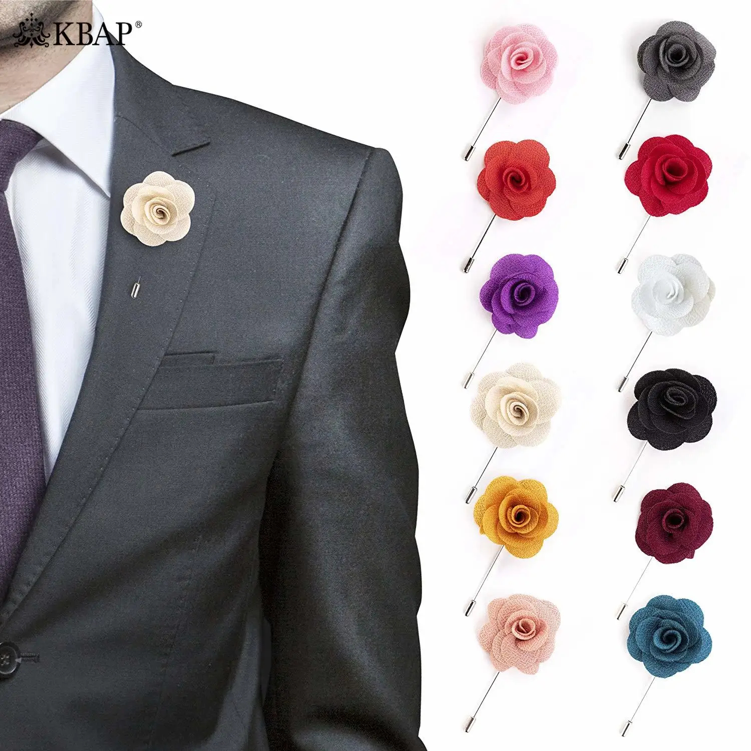 Handmade Camellia Flower Lapel Pin Vintage Lapel Flower Stick Brooch ...