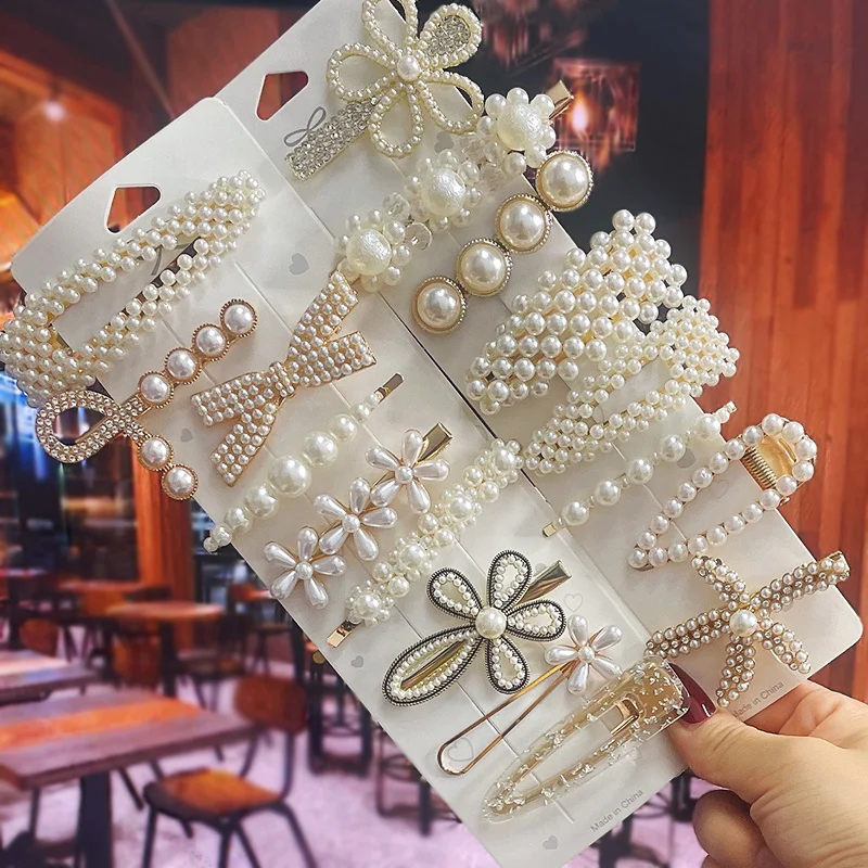 1 세트 패션 수제 진주 헤어 클립 여성을위한 핀 기하학 꽃 바레트 모자를 쓰고 있죠 소녀 달콤한 헤어핀 헤어 액세서리여성 헤어 액세서리 Aliexpress