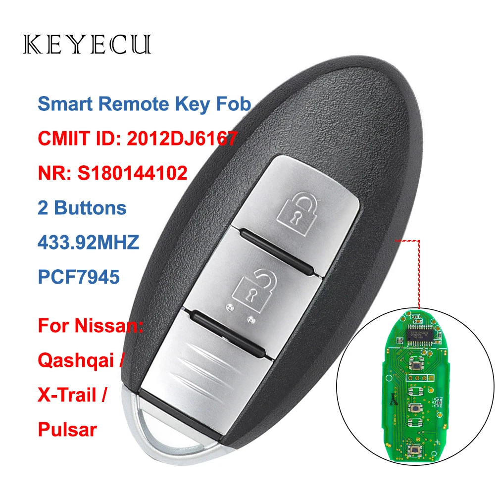 Keyecu S180144102 Smart Remote Car Key Fob 2 Buttons 433.92MHz with ...
