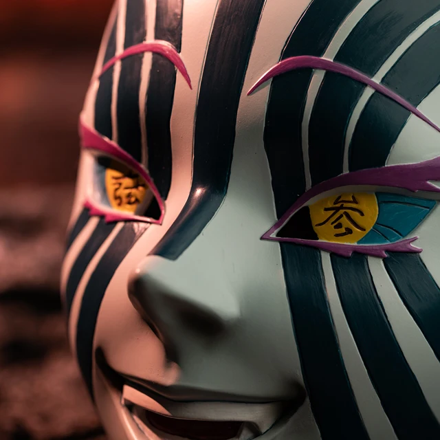 Anime Demon Slayer Akaza Mask Cosplay Costume Accessories - AllCosplay.com