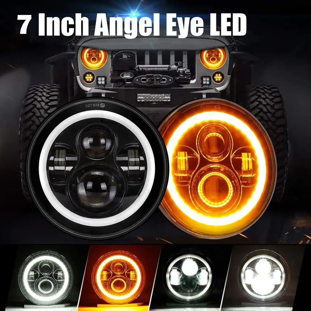 7 Inch 150W Halo Angel Eye Car LED Headlight for Offroad Truck Moto LED ...
