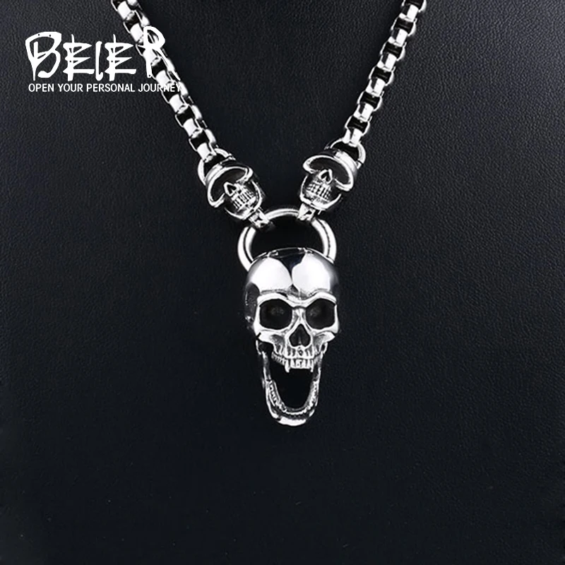 BEIER 316L Stainless Steel Unique Design Viking Sheep Head Skull Men's ...