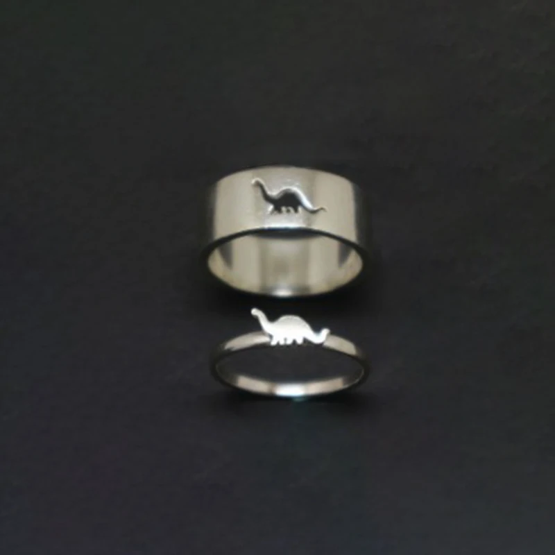Silver Dinosaur Matching Rings