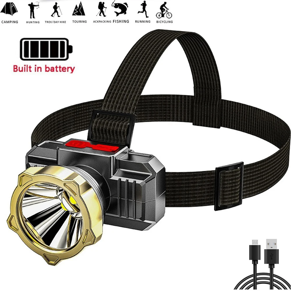 High-Power-LED-Headlamp-USB-Rechargeable-Headlight-Built-in-Battery ...