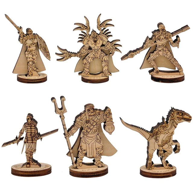 D&D Fantasy Miniatures Wood Laser Cut Figures 6PCS Set 28mm Scale for ...