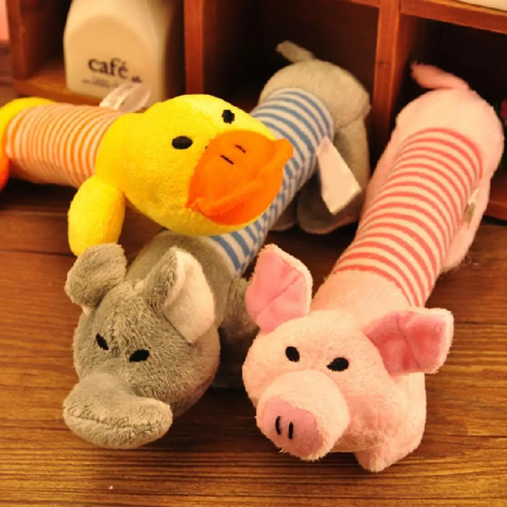 Elephant Pig Duck Squeaky Squeaker Plush Chew Bite Resistant Play Souud ...