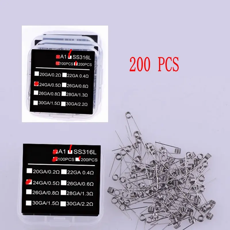 200PCS-Electronic-Cigarette-Rda-Atomizer-Wick-Wire-Coil-Premade-Coil-A1 ...