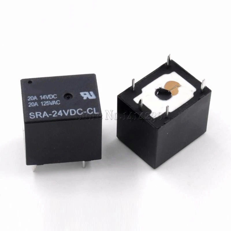 10Pcs 24V 20A DC Power Relay SRA-24VDC-CL 5Pin PCB Type In stock Black ...