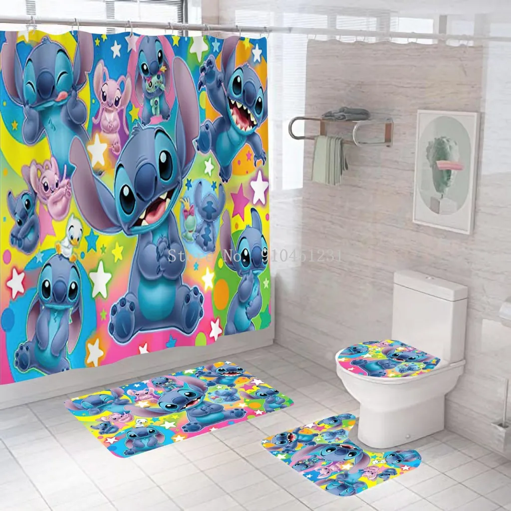 Lilo Stitch Bathroom Home Decor Non slip Mat Set Waterproof Shower ...