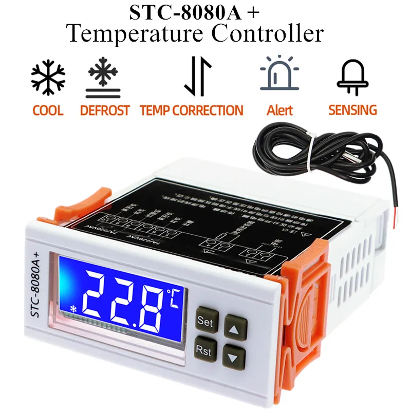 STC 8080A + termostato de refrigerador, controlador de temperatura, refrigeración, temporizador ...