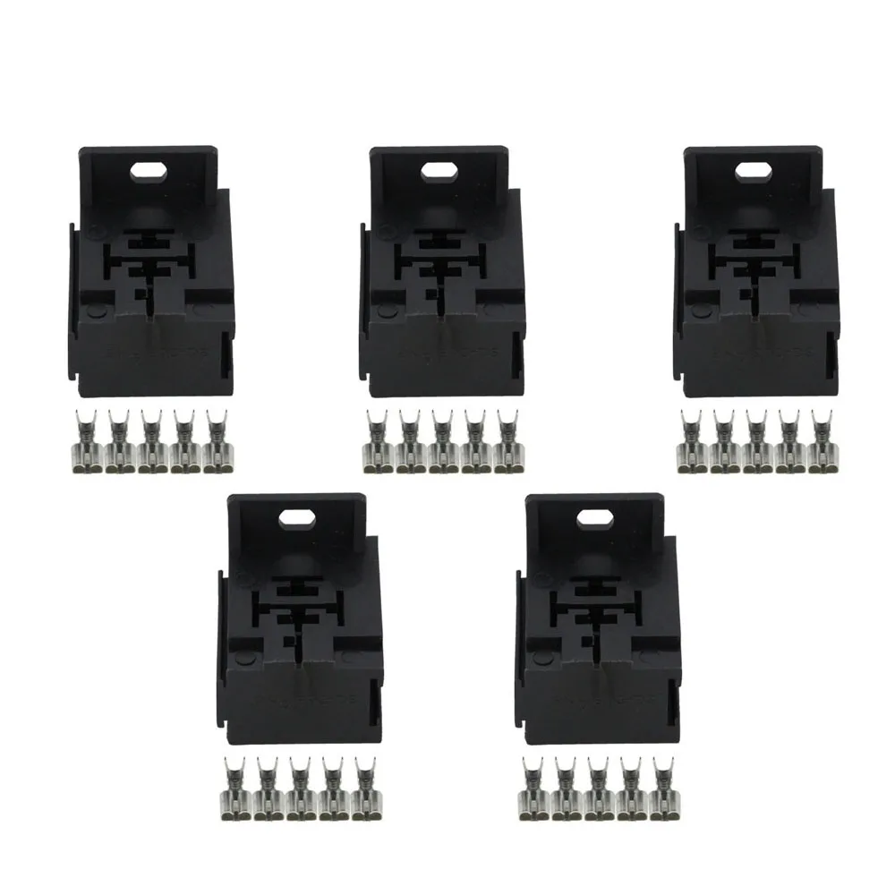 5 Sets 5 Pin 5 Ways Auto Relay Socket 6.3 Automotive Electric Plastic ...