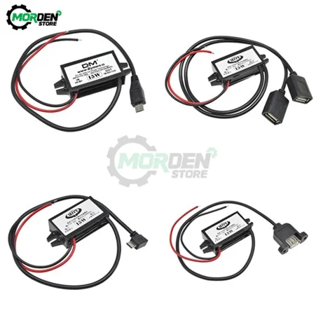 DC-DC 12V to 5V Car Power Converter 3A 15W Micro Mini USB Step Down ...