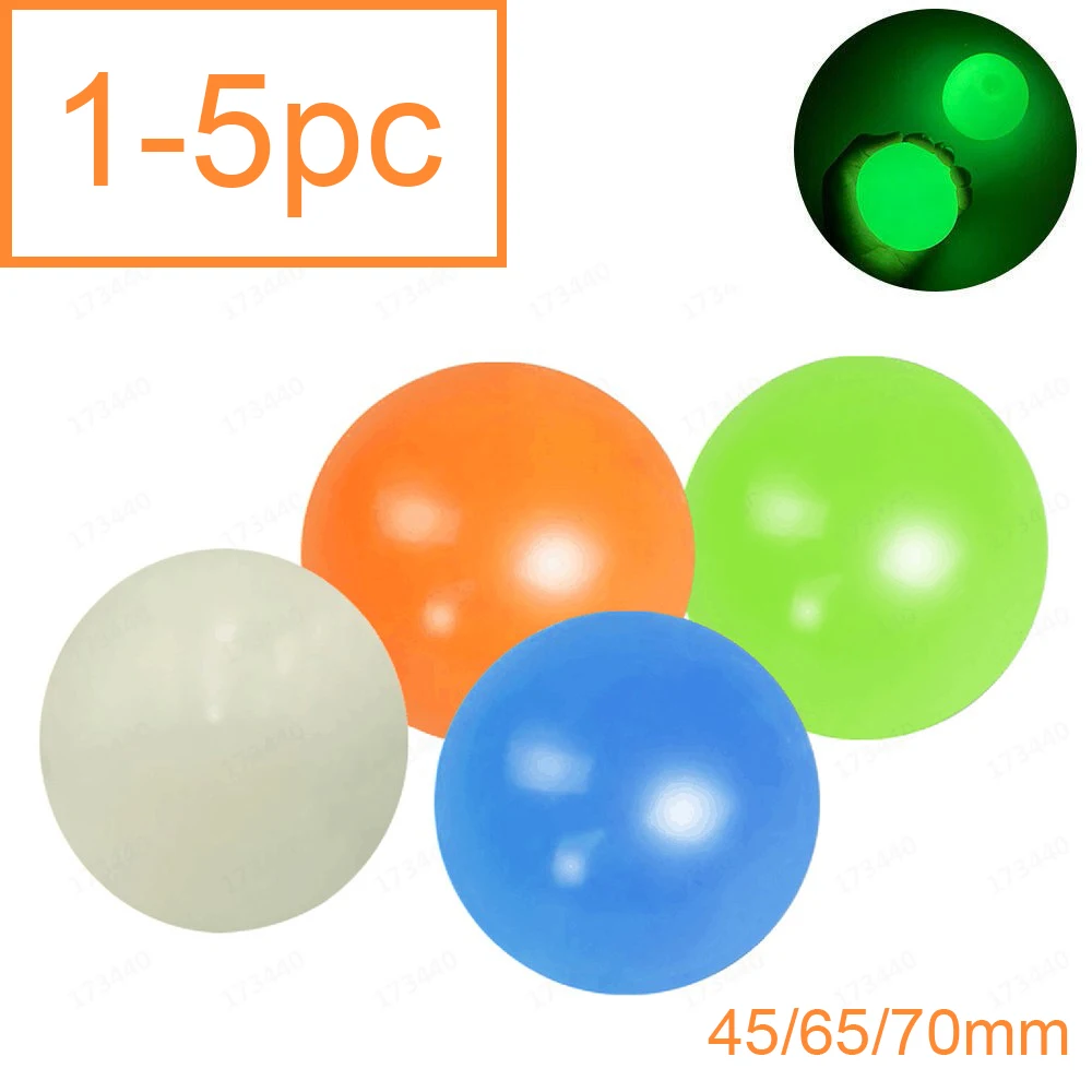 5pc Stick Wall Ball Glowing Globbles Squash Xmas Sticky Target Balls ...
