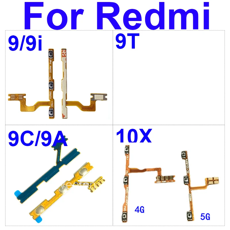 Volume & Power Side Button Flex Cable For Xiaomi Redmi 9 9i 9A 9C 9T 10 ...