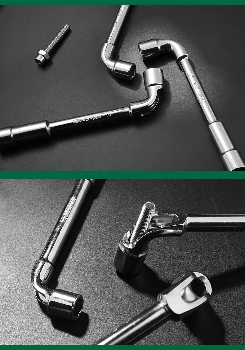 CLE A MOLETTE,8mm--Clé perforée en forme de l, à douille coudée en ...