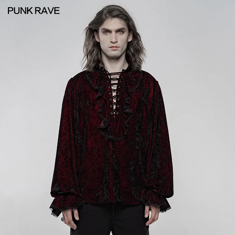 Punk Rave Velvet Gothic Shirt Wy1266 Crimp Velvet Fabric Loose-fitting ...