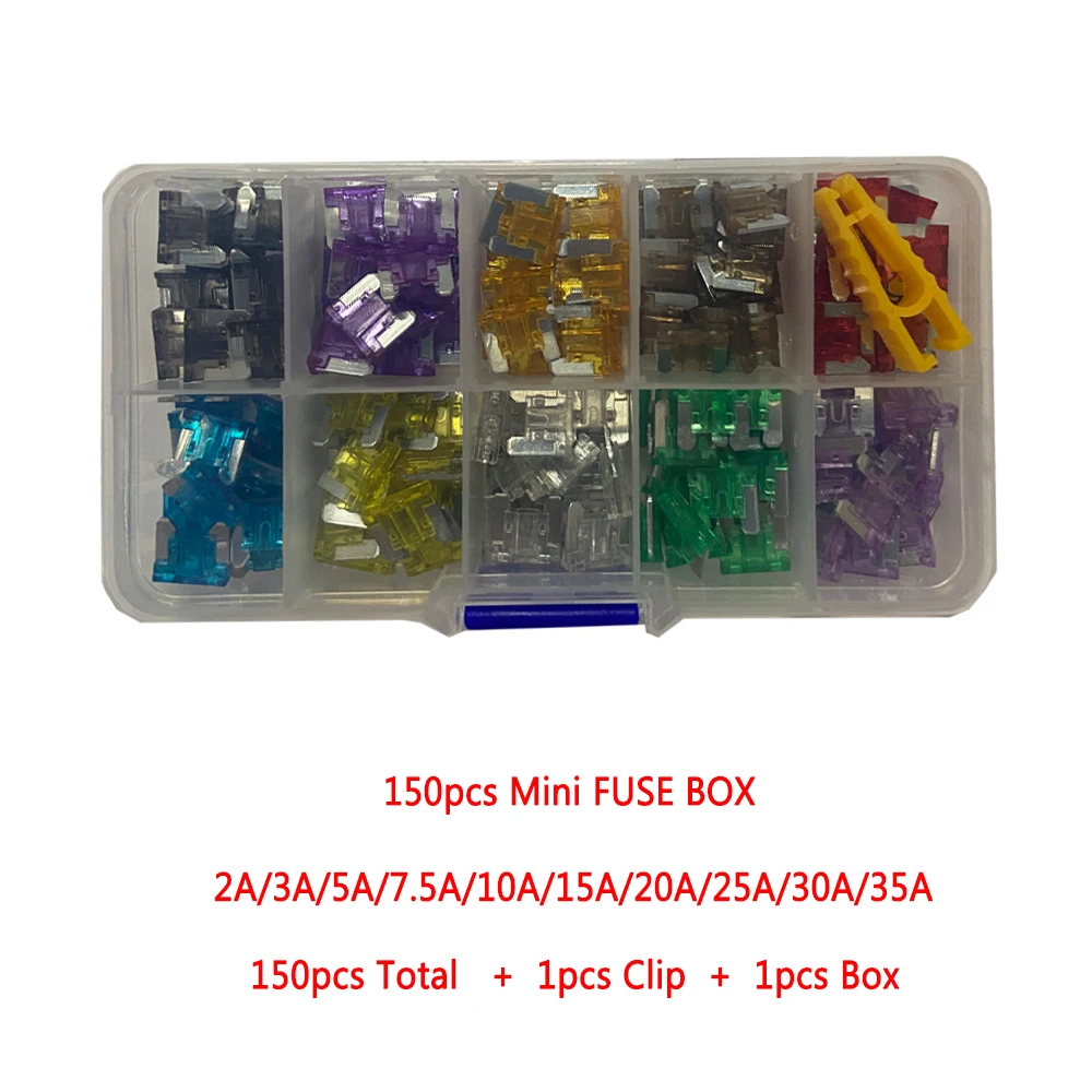 Fusible Voiture,Jeu de fusibles pour Mini voiture,avec Clip de boîte,2A-3A-5A-7.5A-10A-15A-20A ...