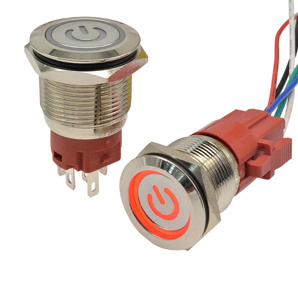 Illuminated Push Button Switch 19mm Metal Push Button Switch LED ...