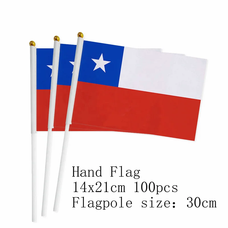 Chile Hand Flag 14*21cm 10/20/50/100pcs polyester Chile Small Hand ...