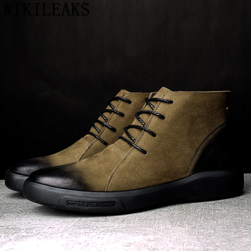 Men Boots Genuine Leather Ankle Boots Men Winter Shoes Chelsea Boots ...