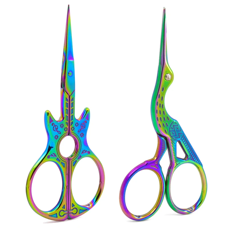 Durable-Iridescent-Stainless-Steel-Scissors-Crane-Bird-Guitar-Shape ...