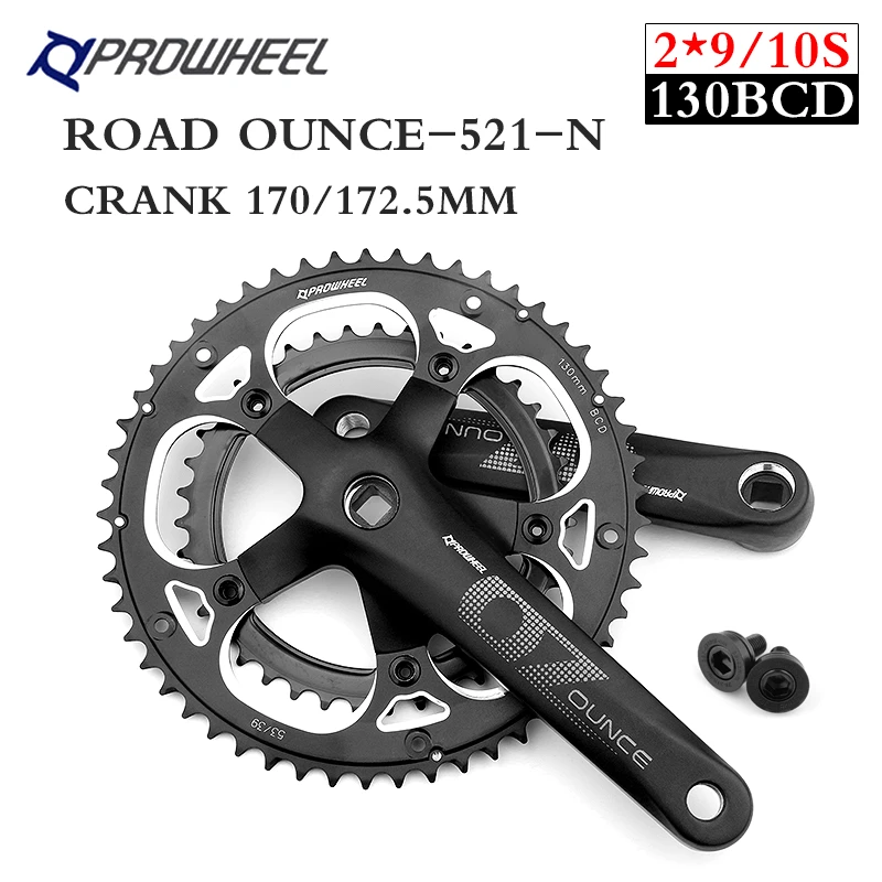 Prowheel 130bcd Road Bike Square Hole Crankset Double Sprockets Crank ...